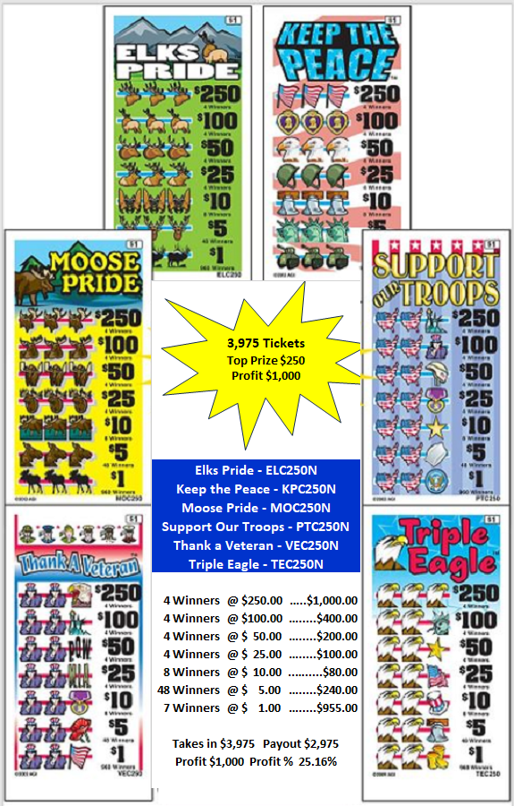 Elks, Moose, Eagles Pull Tab Tickets at www.Pull-Tabs.com