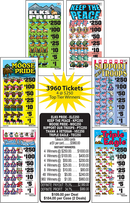 Elks, Moose, Eagles Pull Tab Tickets at www.Pull-Tabs.com