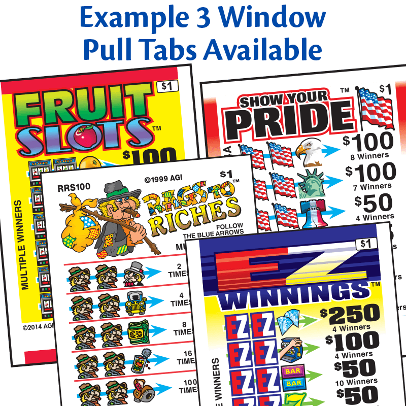 One Dollar Three Window Pull Tabs with $100 Top Prizes